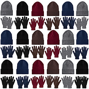 Moda West 96-Pack Bulk Beanies and Gloves - Wholesale Unisex Winter Accessories - 48 Winter Gloves Pairs, 48 Beanies