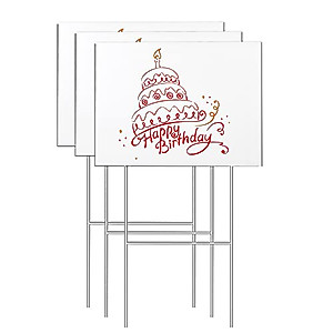 Kichwit 3 Pack Blank Yard Signs with Stakes, 17 x 12 Inches, White Plastic Yard Lawn Sign for Indoor or Outdoor Use