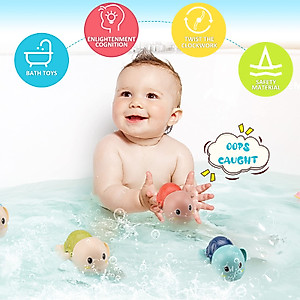 Gretex 3 Pack Baby Bath Toys Swimming Beach Toys, Turtle Bath Tub Toys 1 2 3 Years Boys Girls Gifts, Wind Up Bath Toys for Toddlers 1-3 Newborn Toys Pool Toys