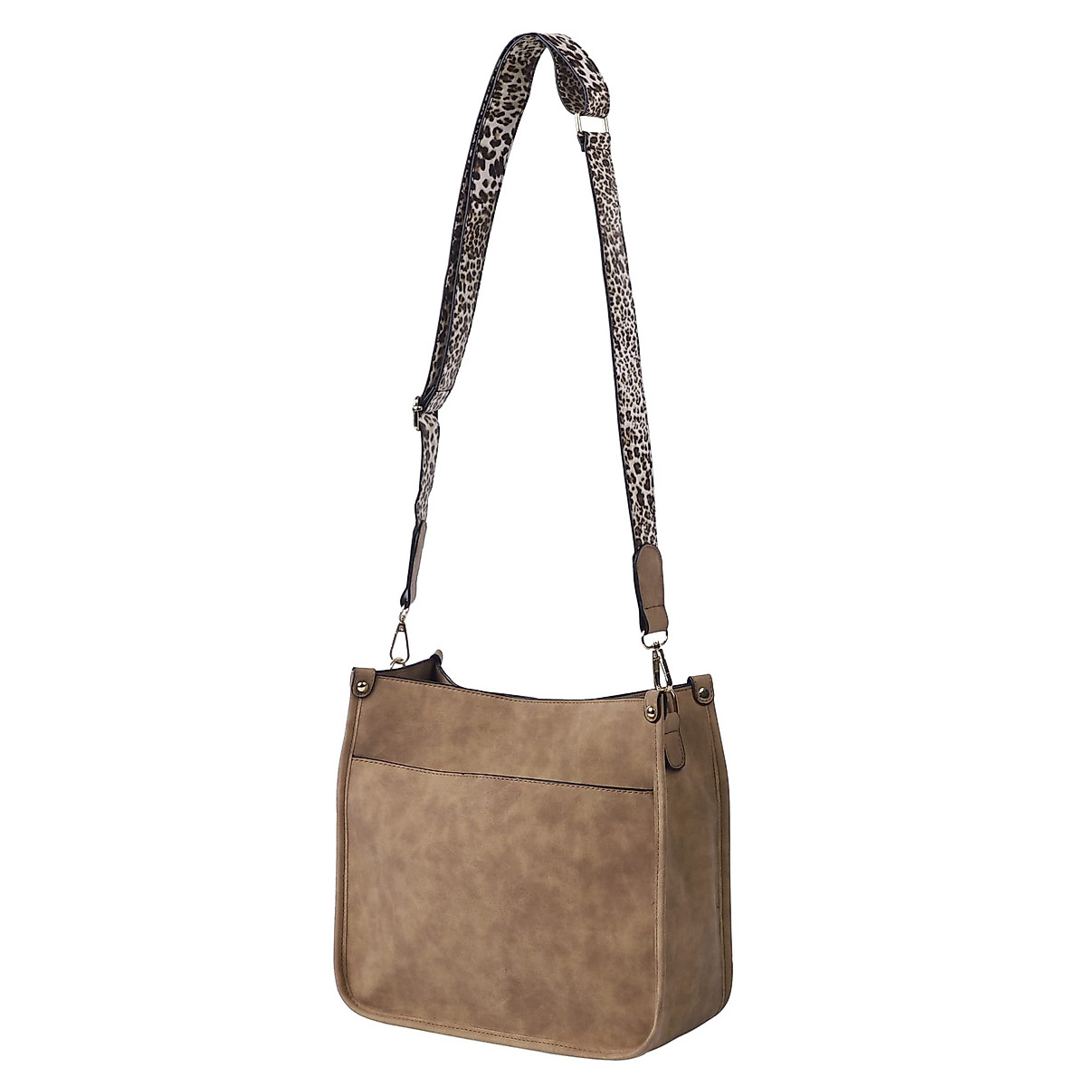 Yikpo Women Leather Crossbody Vagan Shoulder Bag with Adjustable Guitar Strap (Khaki)