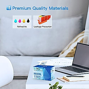 LxTek Compatible Ink Cartridge Replacement for HP 902XL 902 XL Ink Cartridge Compatible with Officejet 6978 6968 6962 6958 Printer (4 Pack)