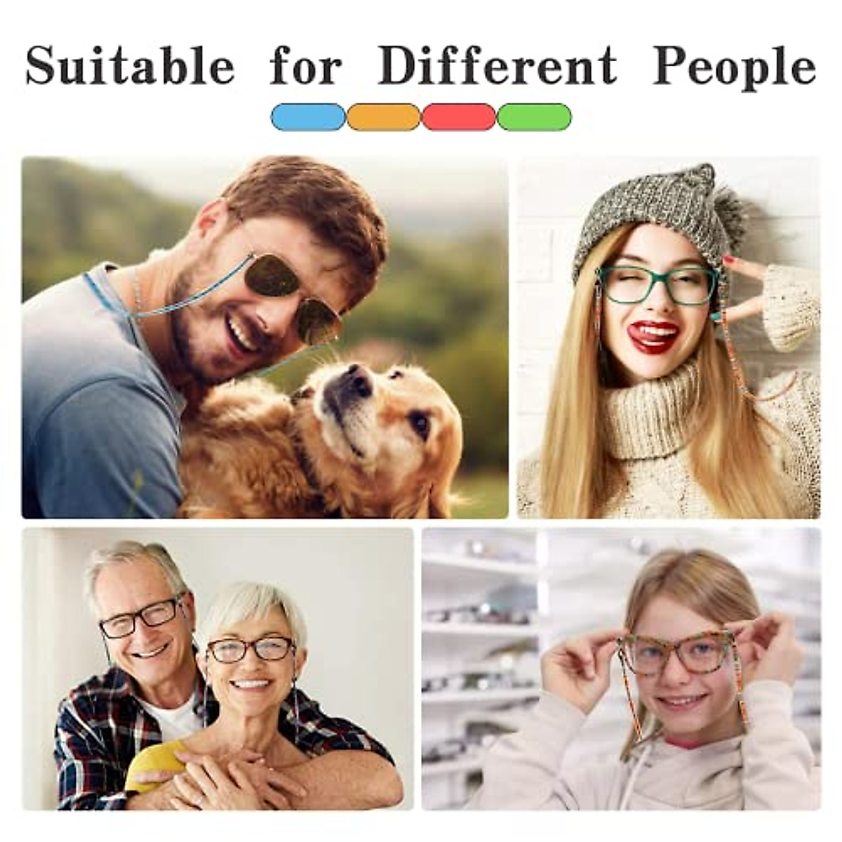 【10 Pieces】Glasses Strap Eyeglasses Holder, Eye Glasses String Strap, Anti-Slip Sunglasses Strap Chain with Hooks, Folk Style Glasses Lanyard Necklace Stylish Eyewear Retainer for Men Women (10pcs)