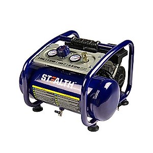 Stealth Portable Ultra Quiet 3 Gallon 1 Horsepower Oil-Free Pump Air Compressor 2.5 CFM @ 90 PSI Electric Air Compressor, Max 150 PSI Portable Air Compressor for Garage Innovation Work SAQ-1301 Blue