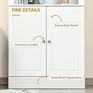 HOMCOM 72" Kitchen Buffet with Hutch, Kitchen Pantry Cupboard with 2 Door Cabinet, and 2 Adjustable Shelves, White