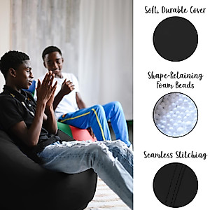 Factory Direct Partners 10478-BK SoftScape Classic 35" Junior Bean Bag Chair, Furniture for Kids, Libraries or Home - Black