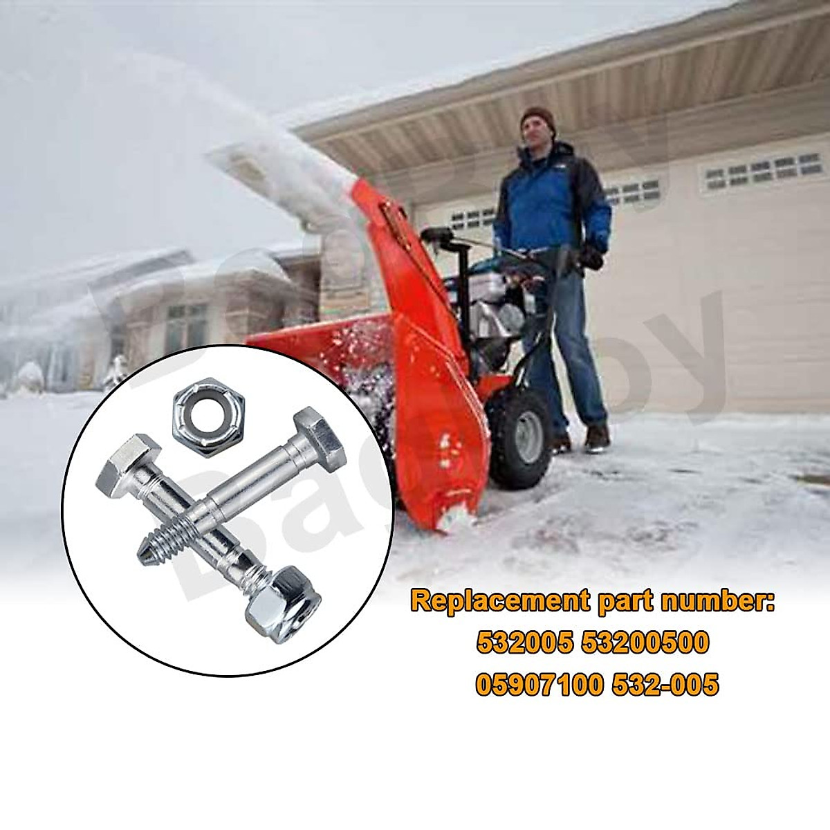 1/4" Shear Bolt and Nut 53200500 12 Pack Compatible with Ariens ST520 ST524 ST624 ST724, 53200500 Shear Bolt and Nut Kit Fits 532005 05907100 AM123342 Two-Stage Snowthrower & More (1/4" x 1-9/16")