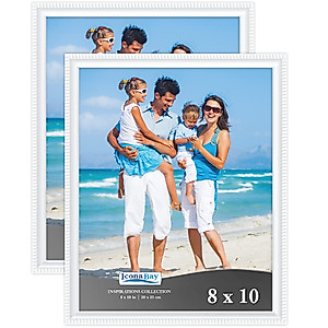 Icona Bay 8x10 Picture Frames (White, 2 Pack), Beautifully Detailed Molding, Contemporary Picture Frame Set, Wall Mount or Table Top, Inspirations Collection