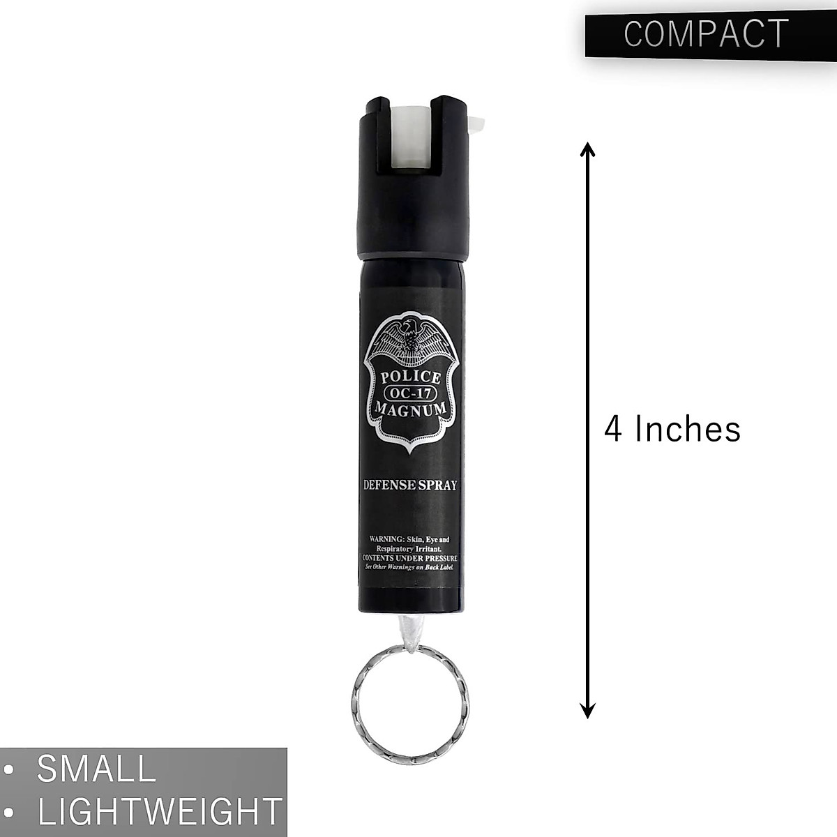 POLICE MAGNUM Small Pepper Spray Self Defense- Max Heat Strength OC- Made in The USA- 3 Pack 3/4oz GID Keyrings (Glow in Dark)