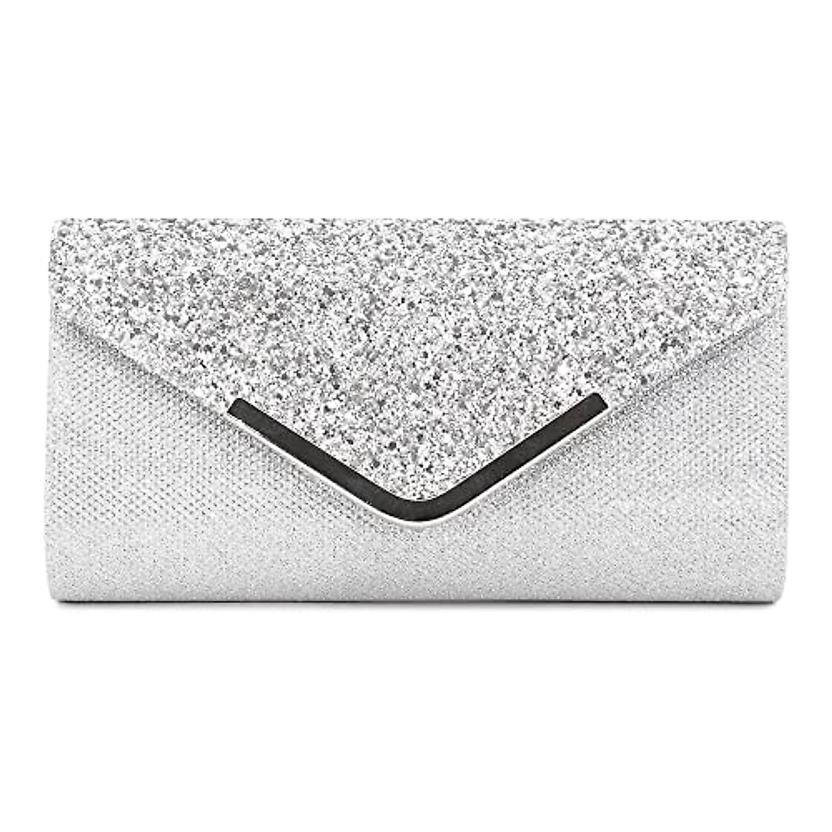 Gabrine Womens Shiny Sequins Evening Bag Envelop Bag Handbag Clutch Purse for Wedding Party Prom(Grid Silver)