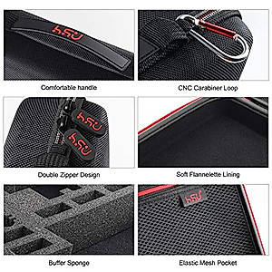 HSU Large Carrying Case for GoPro Hero 11, 10, 9, Hero 8, 7 Black,HERO6,5,4,+LCD, Black, Silver, 3+, 3, 2 and Accessories with Fully Customizable Interior Carry Handle and Carabiner Loop