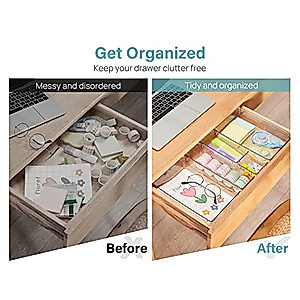 Kootek 31 Pcs Clear Plastic Drawer Organizer Set, 4-Size Bathroom Drawer Organizers Non-Slip Desk Dividers Trays, Versatile Storage Bins for Makeup, Jewelry, Vanity, Bedroom, Kitchen, Office
