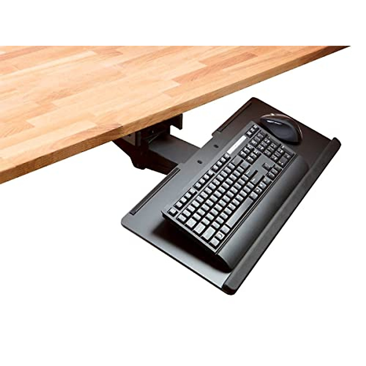 Monoprice Adjustable Ergonomic Keyboard Tray – Black, With a 26.4 x 10in Full Size Platform, Extends Min 18.2in / Max 30.8in - Workstream Collection
