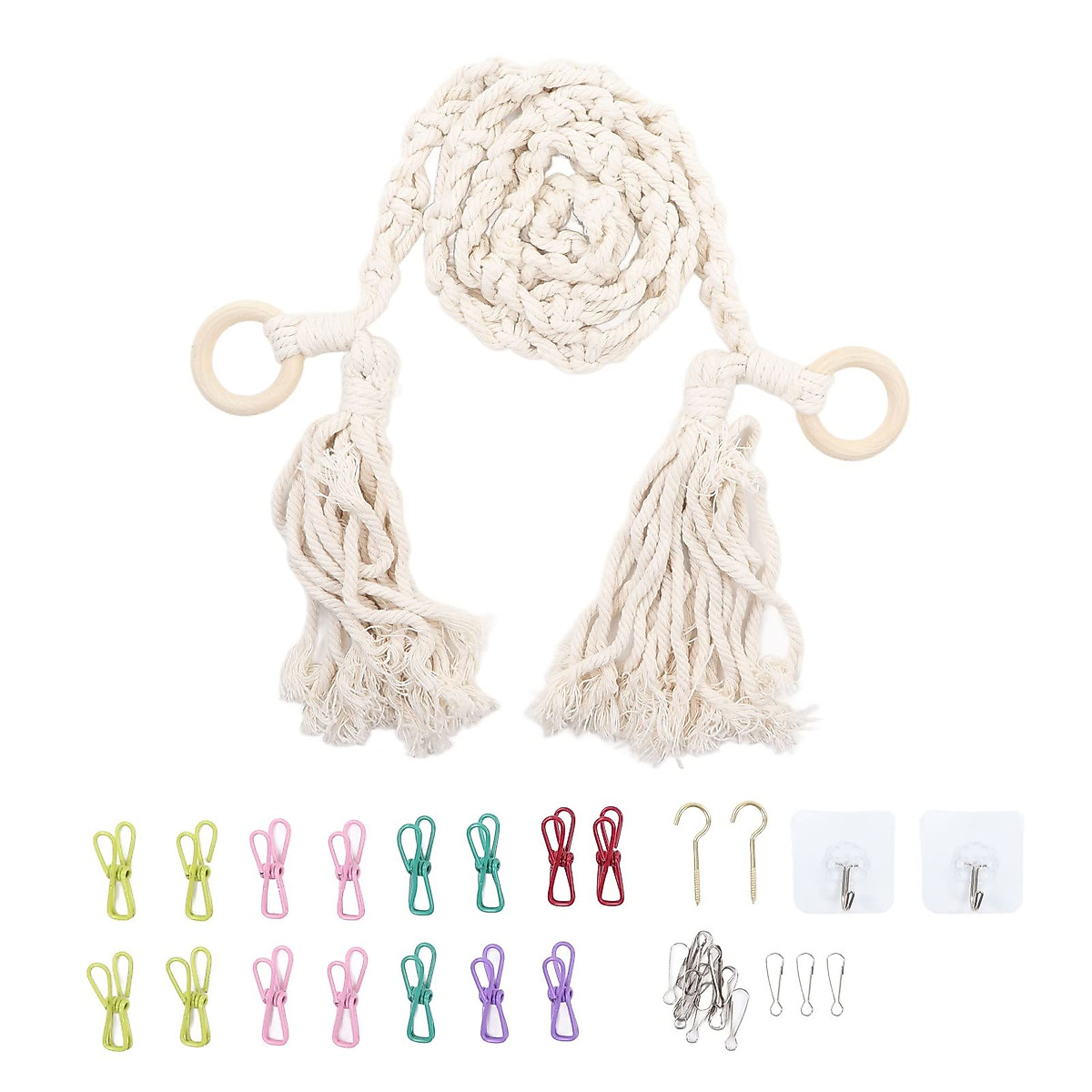 Generic Hanging Stuffed Animal Storage Chain Space Saving Wall Toy Storage Decor with Clips and Hooks for Children's Room (White), Genericetra9q8dzo-11