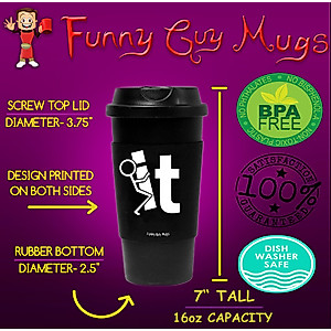 Funny Guy Mugs F It Travel Tumbler With Removable Insulated Silicone Sleeve, Black, 16-Ounce