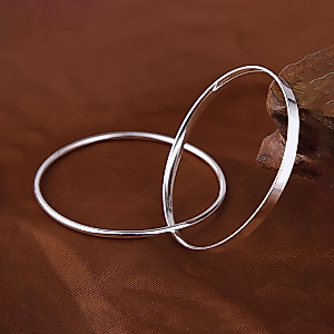 Merdia 990 Solid Sterling Silver Polished and Rough Twisted Bangle Bracelet for Women | Silver Bracelets for Women | 925 Sterling Silver Bracelets for Women | Jewelry Bracelets | Bangle Bracelet for Her 2.36"