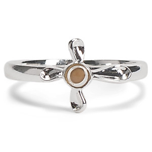 Dicksons Mustard Seed Petal Cross Silver Plated Size 6 Stainless Steel Ring