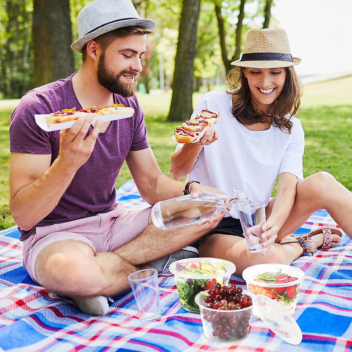 WEWBABY 16 OZ [50 Set] Plastic Deli Food Storage Containers with Leak-Proof Airtight Lids BPA Free Disposable Togo Clear Containers for Soups, Heavy-Duty Ice Cream Microwave Dishwasher Freezer Safe