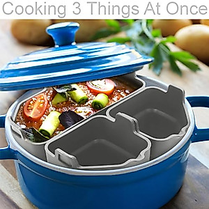 Slow Cooker Liners Divider, Crock Pot Liners Divider Insert Reusable Silicone Cooking Liner Dishwasher Safe, Fit 4QT to 5QT for Slow Cooker Crockpot, Grey