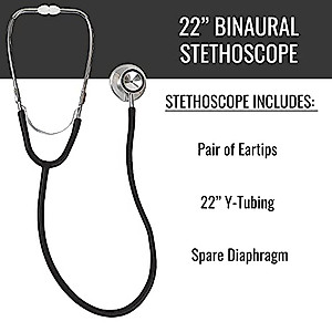 MABIS Blood Pressure Cuff and Dual Head Stethoscope Kit, Combination Home Sphygmomanometer with Calibrated Nylon Cuff, Professional Quality, Carrying Case, Black