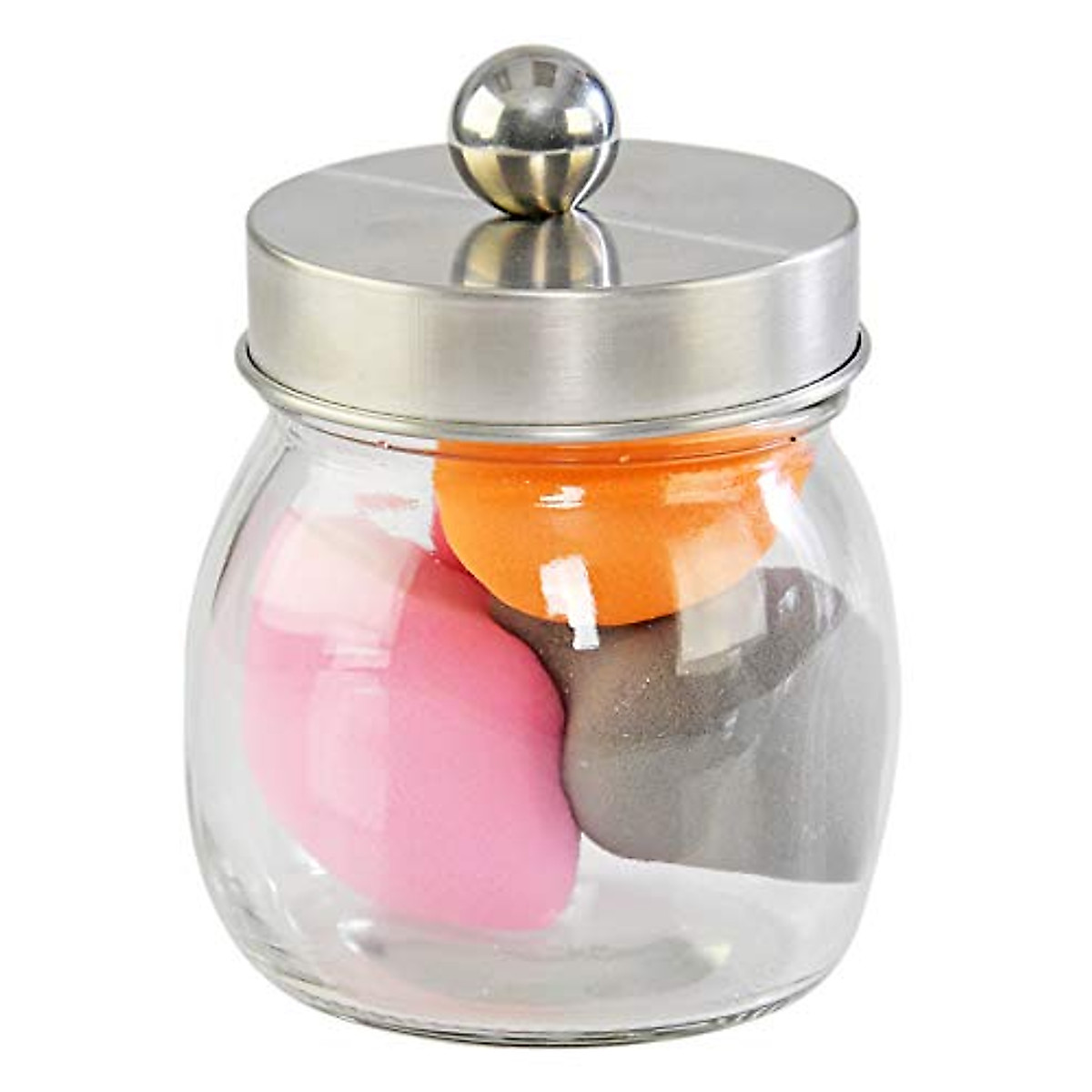 Home-X Mason Jar for Bathroom Organization, Apothecary Jars with Lids (Silver) 8 oz capacity