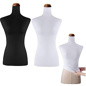 Peryiter 2 Pieces Mannequin Fabric Cover Soft Stretchy Clothing Upper Body Mannequin Cover for Retail Boutique Store Form Dummy Model Display Fitting Styling(Black, White)