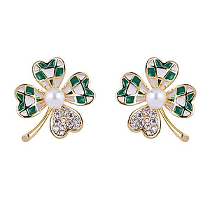 St.Patrick's Day Earrings for Women,Irish Shamrock Earrings,Four Leaf Clover Earrings,Green Leaf Earrings,Holiday Earrings,Good Luck Jewelry Gift - St Patrick's Day Accessories (Color 1)