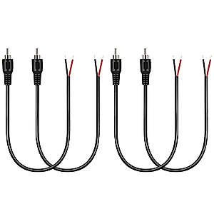 Bolvek 4 Pack RCA Male to Speaker Wire, RCA Male Plug Adapter Connector to Bare Wire Open End Audio Cable for Amplifier Audio Video Receiver Speakers
