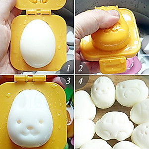 YunKo 6Pcs Egg Rice Mold Hard Boiled Egg Mold Fish Car Heart Shape Onigiri Mold Rice Ball Maker for Kids,Fondant Cake Pop Decorating Tool Fun Cookery Kitchen Gadgets