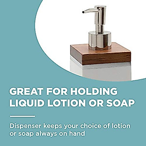 Zenna Home 3-Piece Bathroom Accessory Set: Vanity Organizer, Lotion or Soap Dispenser, and Waste Basket,White with Maple Trim, Brentwood Bath Accessories