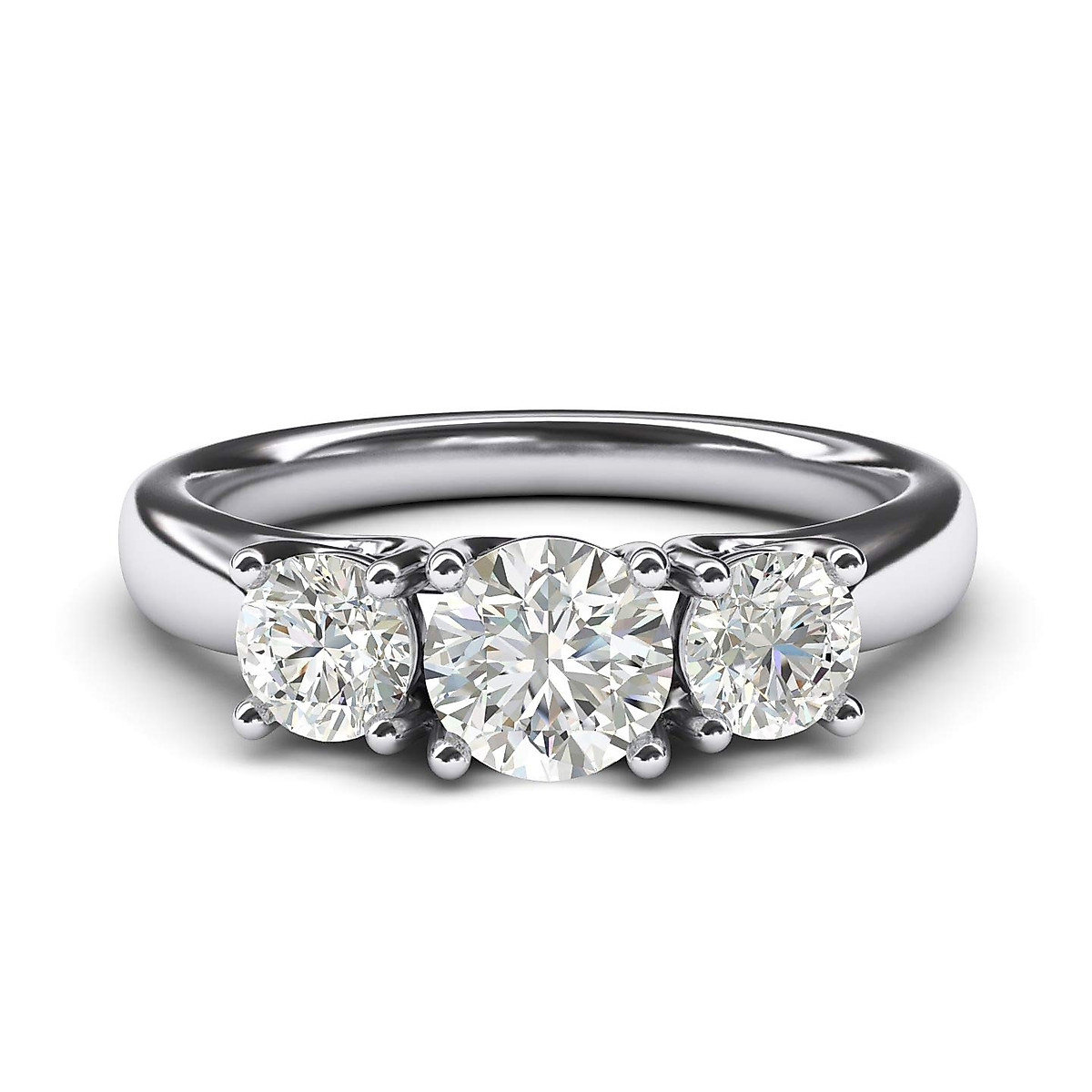 Solid Sterling Silver Three Stone Trellis Genuine Moissanite Ring Promise Engagement ring 2.0ctw for Women (4.5)