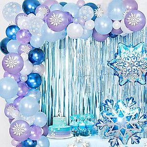 Frozen Balloons Arch Garland Kit, Frozen Birthday Balloons Frozen Party Supplies Latex Balloons Happy Birthday Snowflakes Foil Balloon Frozen Decorations for Birthday Party Girl Home Decorations