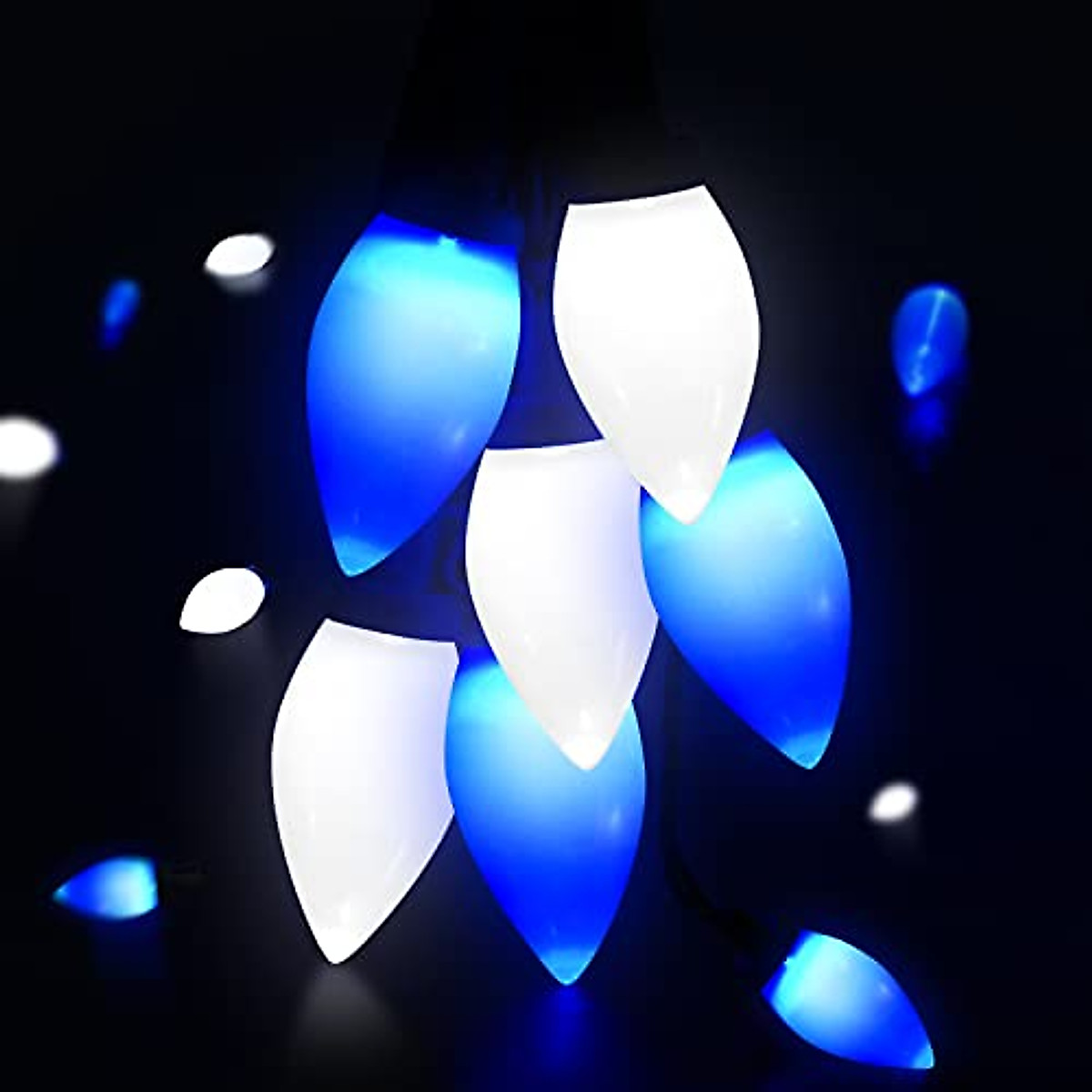 PARKIM C9 Christmas Lights Outdoor 50 LED Blue + White Strawberry Waterproof Ice Lights String Xmas Tree Indoor Decoration Plug in 34.5 Feet Used for Home Festive Courtyard Patio Garden