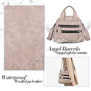 Angel Barcelo Women Fashion Handbag Soft Leather Handbags Multi-Compartments Cross Body Shoulder Bag Tote Purse (Pink)