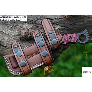 Ottoza Leather Knife Sheaths for Fixed Blade Knives, Small Knife Sheath RIGHT HAND Leather Knife Sheath for Belt, Leather Knife Holster Belt Knife Holder, Horizontal Knife Sheath for Belt No:126