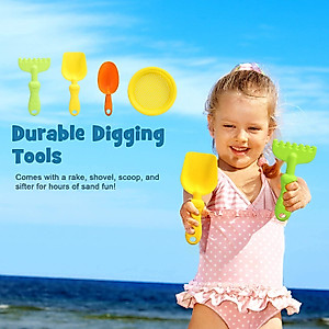 TOY Life Beach Toys for Kids 3-10 - Kids Sand Toys Sandbox Toys with 2 Sand Castle Buckets, Shovels, Rake, Sifter, Animal Dinosaur Sand Castle Molds, Sandcastle Building Kit, Sand Castle Toys for Beah