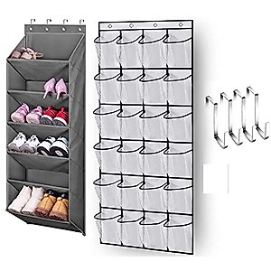 MISSLO Over The Door Shoe Organizer with Deep Pockets and 24 Large Mesh Pockets White