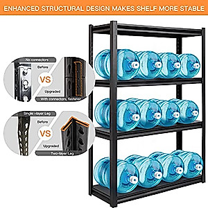 Raybee Garage Shelving Metal Shelving Unit Adjustable Heavy Duty Shelving Metal Shelves for Storage 4 Tier Industrial Shelving Rack Black 57" H x 39.4" L x 19" W