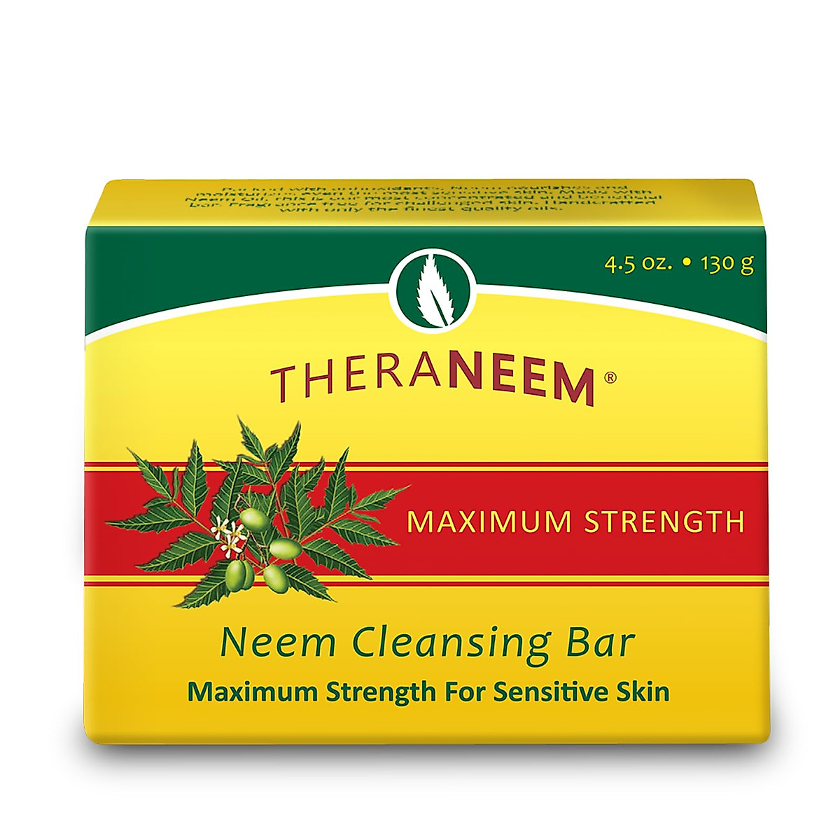 TheraNeem Neem Therape Cleansing Bar, Maximum Strength | Neem Oil Soap for Sensitive Skin | Soothes & Hydrates | 4oz