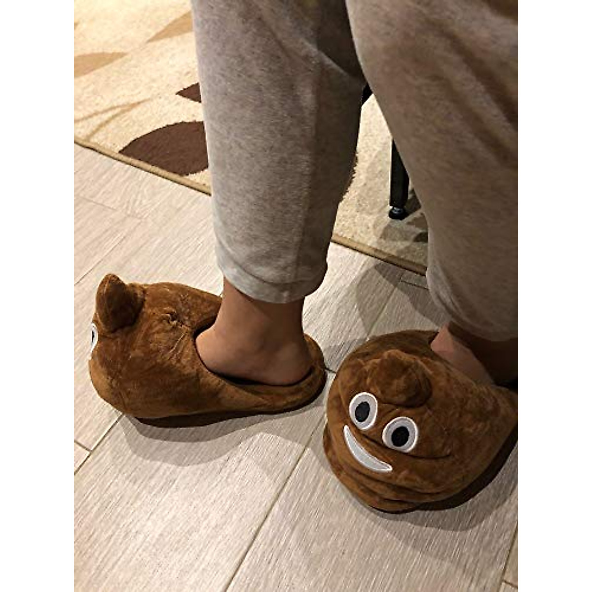 Funny Shoes, Women Plush Slippers Cartoon Shit Home Warm Home Shoes EVA Soled Flat Cute Indoor Furry Cotton Slippers 7 Unisex Slippers