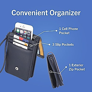 Nautica Catalina RFID Women’s Crossbody Bag, Vegan Leather Compact Cell Phone Shoulder Travel Purse Holder, Indigo