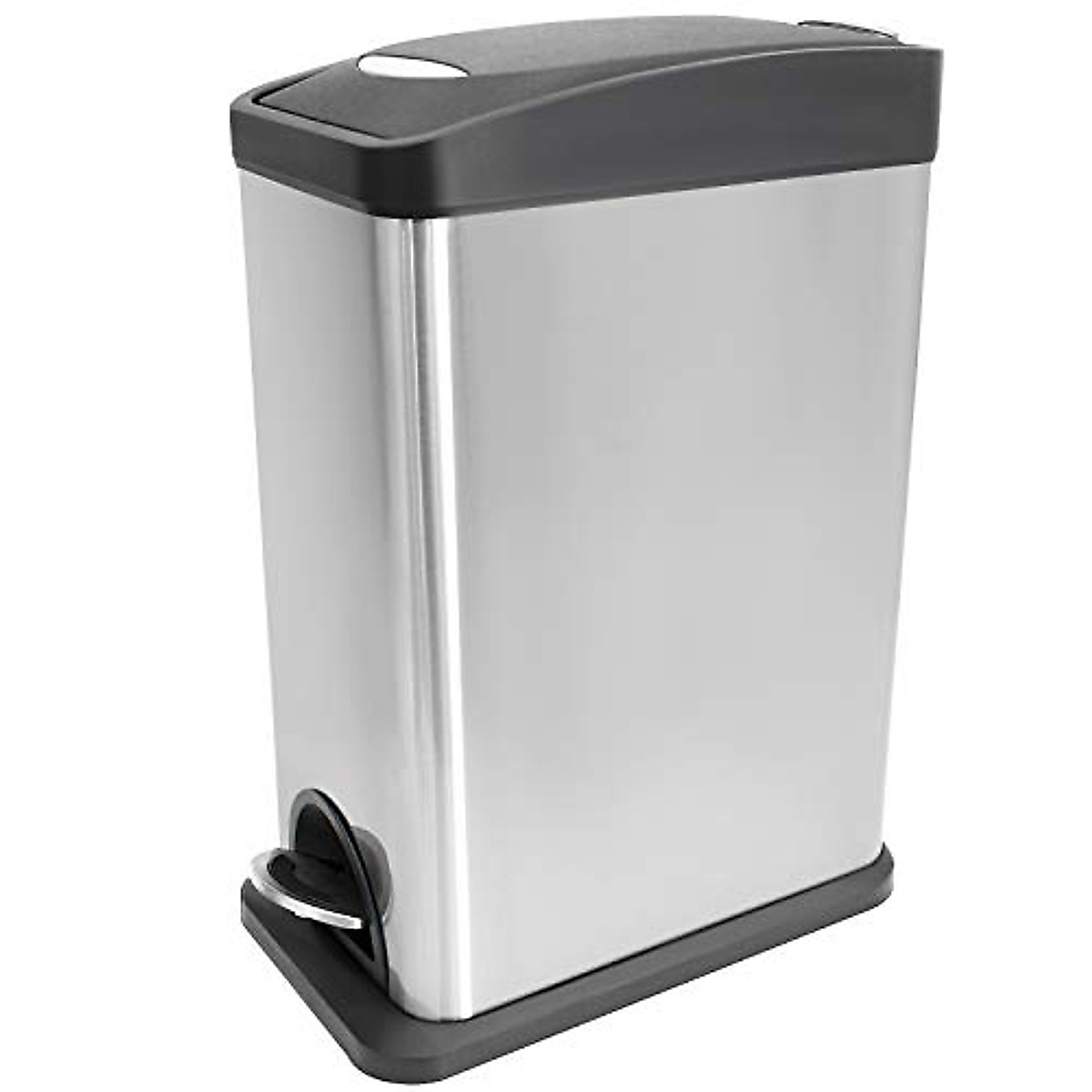 CTETC Slim Small Trash Can with Lid Soft Close and Removable Inner Wastebasket, Rectangular Narrow Stainless Steel Trash Can for Bathroom Bedroom Office, Anti-Fingerprint Brushed Finish, 2.1Gal/8L