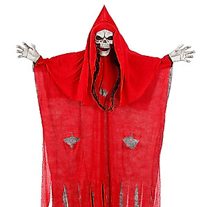 Scorpiuse Halloween Hanging Ghost Large Life-Size 75 Inches Halloween Prop for Halloween Party Prop Decor (75 Inches, Scarlet)