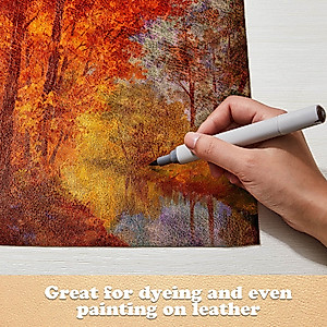 Teling 12 Packs Leather Dye Marker Pens Shoe Marker Leather Dual Tip Leather Touch up Pen for Repair Shoe Leather, 12 Colors