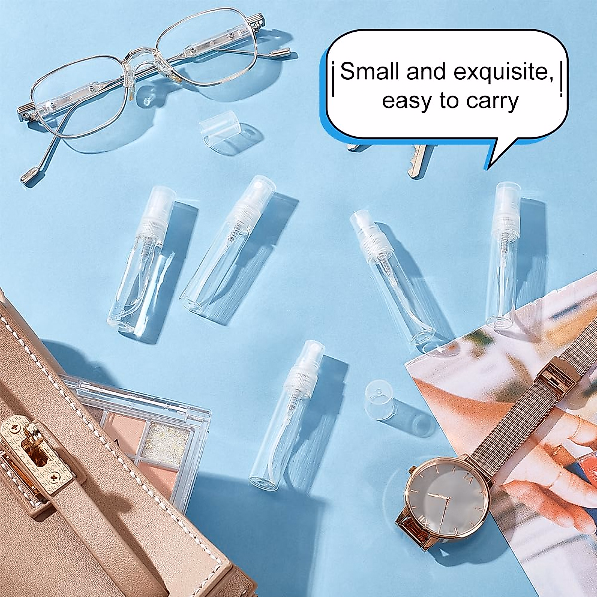 BENECREAT 25 Pack 10ml Small Glass Perfume Bottle Clear Fine Mist Spray Bottles for Essential Oils, Perfume and Cleaning Liquid