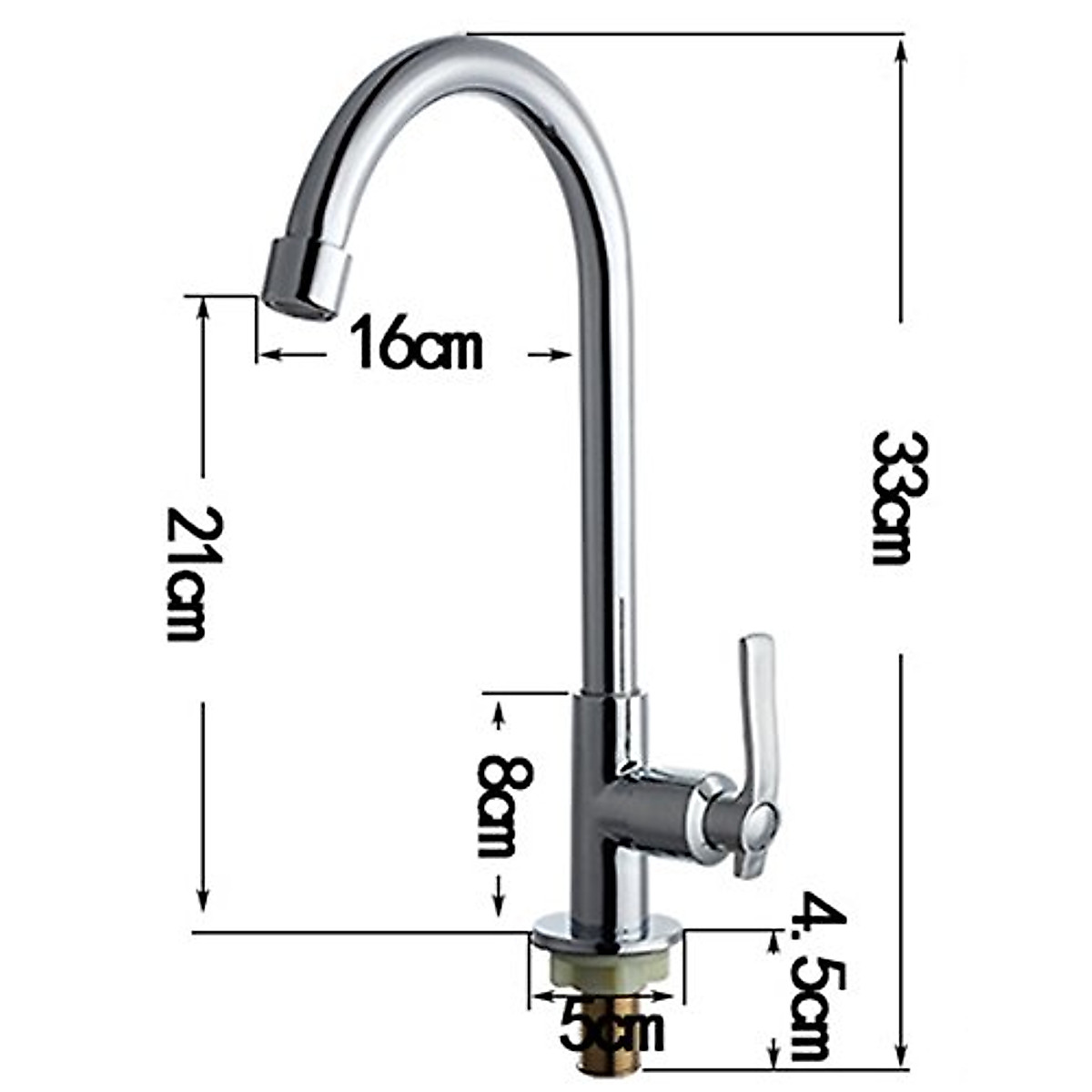 WJEF High Arc Rotary Brass Faucet Cold Water Tap Single Lever One Hole Sink Faucets for Kitchen, Bar, Patio and Outdoor, Chrome, Silver