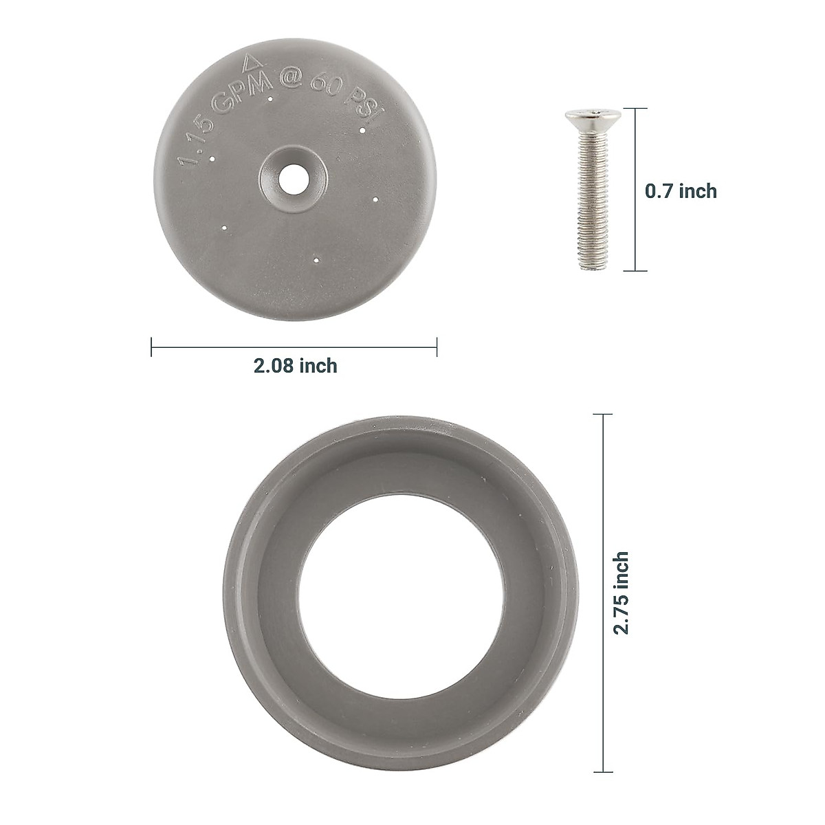 Phivan Pre-Rinse Spray Valve Repair Kit 1.15 GPM Spray Face Bumper and Screw Repair Part for All Commercial Sink Kitchen Faucet Dish Sprayer (Gray)