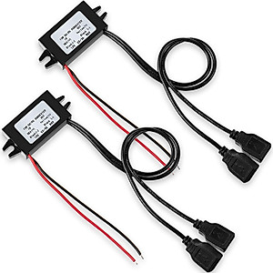 2 Pieces DC Converter 12V to 5V 3A 15W DC Buck Converter Module, DC to DC Reduced Voltage Regulator Car Power Converter Output Power Adapter (Double USB Interface)