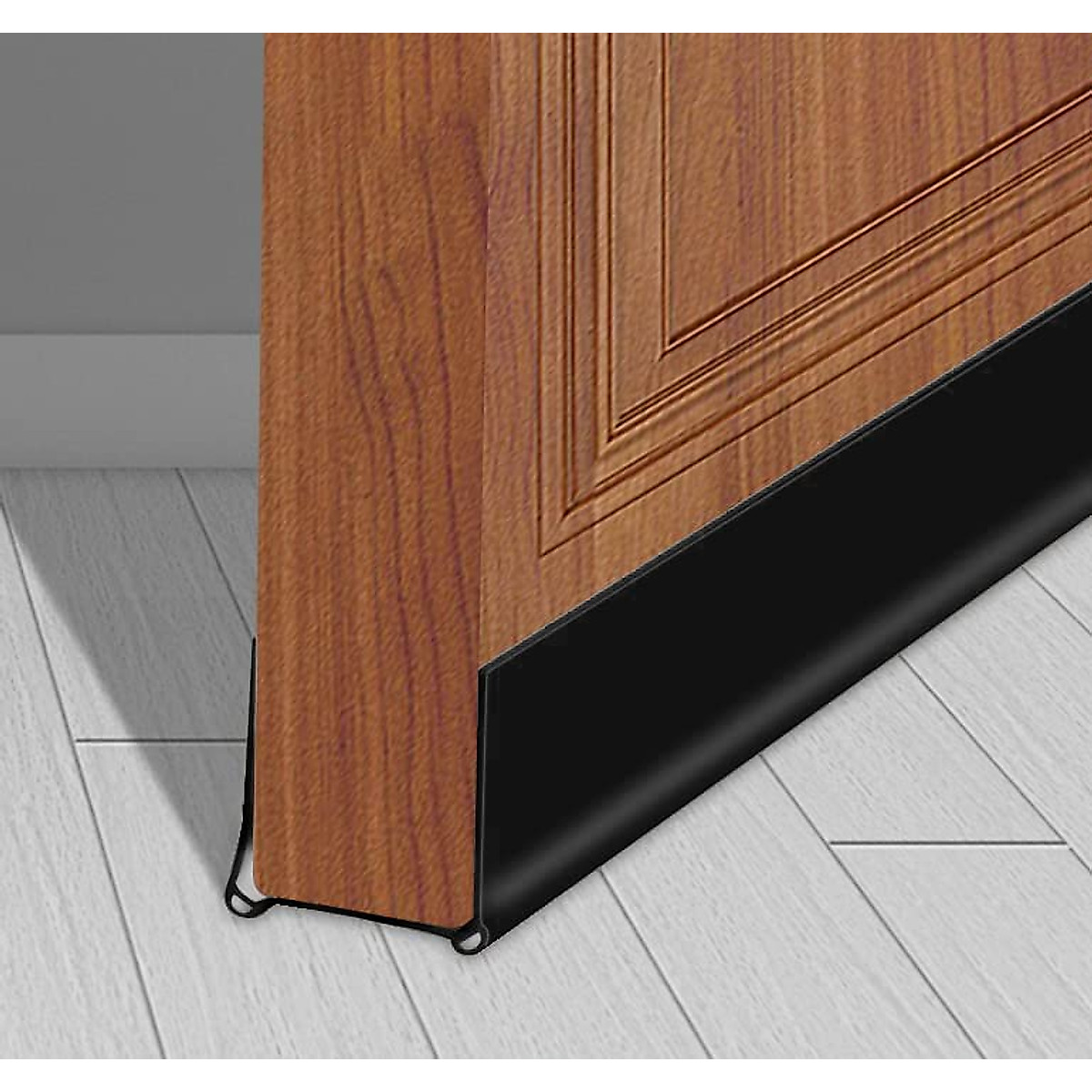 Door Draft Stopper, Cuttable Under Door Seal, Strong Adhesive Draft Stopper for Bottom of Door for Exterior/Interior Doors 39” Length (Black)