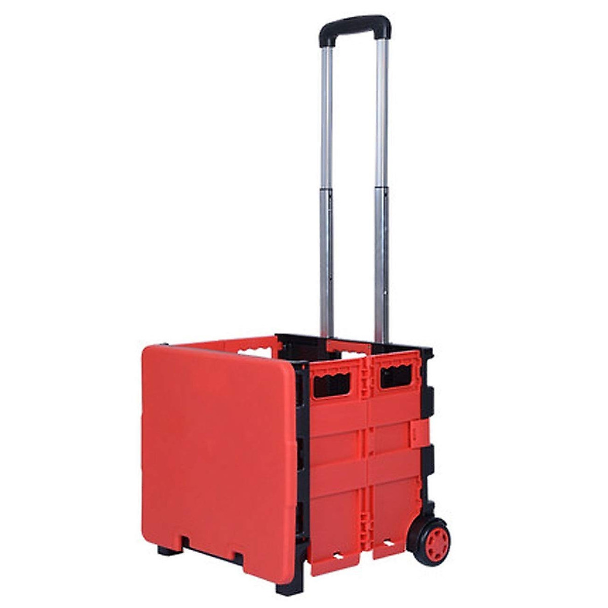 MTYLX Multifunctional Portable Trolleys with Wheels,Shopping Cart Trolley, Ultra Lightweight Waterproof Abs Material, Aluminum Alloy Lever, Portable Trolley (Size : 38Cm*33Cm*90Cm),Red