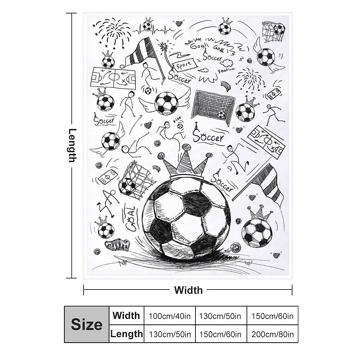 RUVNSR Soccer Blanket Sport Fans Cozy Soccer Blankets and Throws Unique Funny Plush Football Theme Decor Bedding for Lovers Kids Boys Girls Women Men Gifts Living Room Bedroom 60"X50"